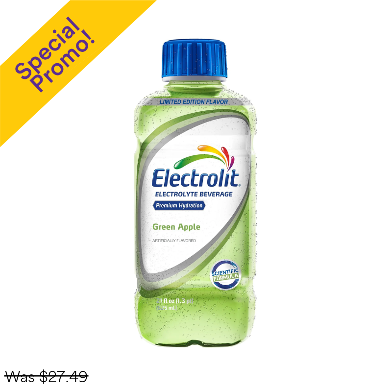 Electrolit, Electrolyte Drink, Green Apple, 21 oz (12 Pack)